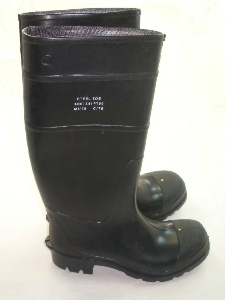 ST16B 16" Black PVC Steel Toe Long Boots – AADASSA TRADING